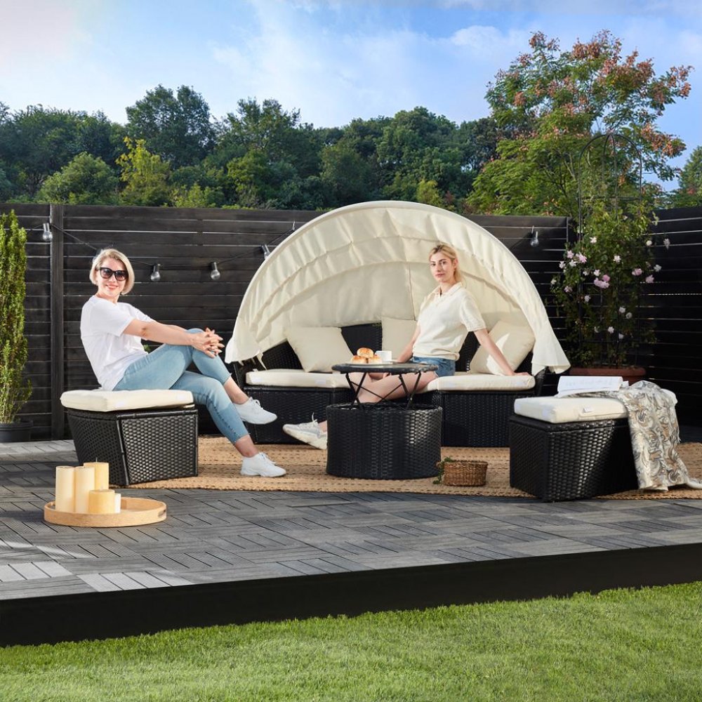 Zahradní postel Ø 185 cm D2852 polyratan / látka Dekorhome | DekorHome.cz